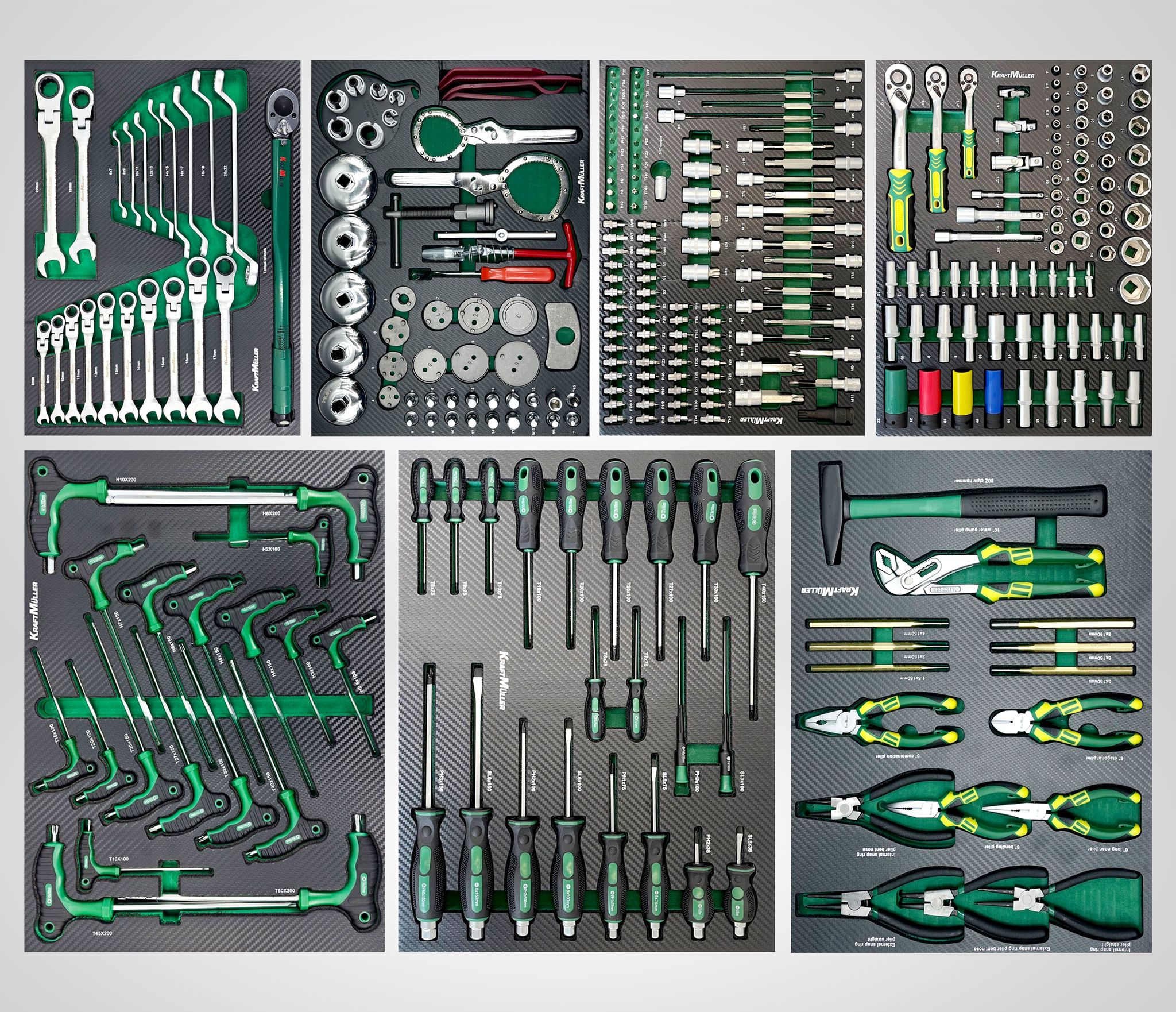 SERVANTE D'ATELIER KRAFT MULLER KM-XXL-8/7 TOOL VERT ARMEE, 309 OUTILS ...